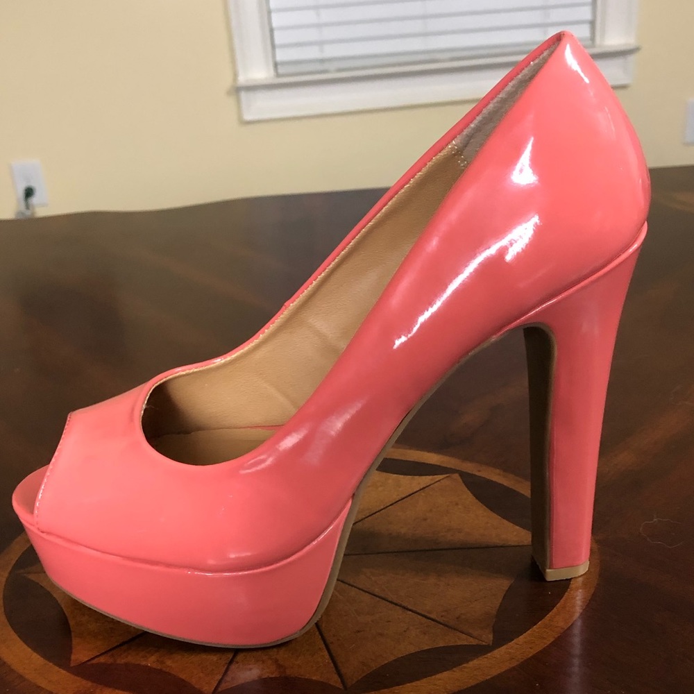 Diva Coral Patent Leather Platform High Heel Shoes - Gem